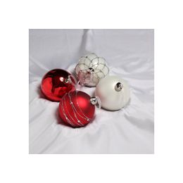 MARELIDA Weihnachtsbaumkugel Christbaumkugel Weihnachtskugel Glas D: 10cm rot weiß 4er Set (4 St)