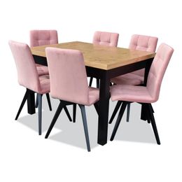 JVmoebel Essgruppe, Luxus Esszimmer Designer Garnitur Design 7tlg.Tisch + 6 Stühle