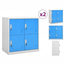 vidaXL Aktenschrank Schließfachschränke 2 Stk Hellgrau und Blau 90x45x92