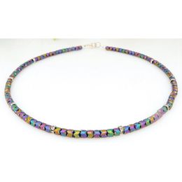 traumschmuck Collier 067g Halskette Hämatit Rondelle multicolor mehrfarbig bunt matt Strass (Geschenk