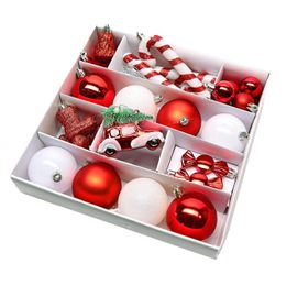 Spetebo Weihnachtsbaumkugel Kunststoff Christbaumschmuck 30 Teile Set rot-weiß (30 St)
