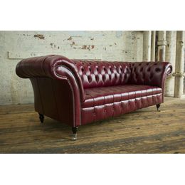 JVmoebel 3-Sitzer Chesterfield Designer Big 3Sitzer Sofa Leder Luxus 100% Leder Sofort
