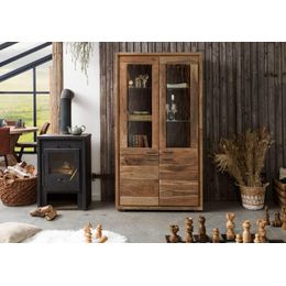 Massivmöbel24 Massivmoebel24 Standvitrine Vitrine Akazie 98x40x180 natur lackiert BARK #108