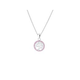 ALEXANDER YORK Kette und Anhänger Set TREE OF LIFE LEBENSBAUM Zirkonia pink