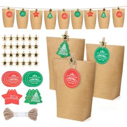 Homewit Christbaumschmuck DIY Weihnachtskalender Ạdvẹntskạlendẹr Geschenktüte zum Befüllen (1-tlg)