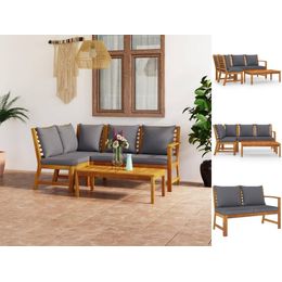 vidaXL Garten-Essgruppe 4-tlg Garten Lounge Set mit Auflagen Massivholz Akazie Holz Sitzgruppe