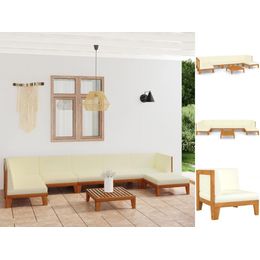 vidaXL Garten-Essgruppe 8-tlg Garten Lounge Set mit Kissen Massivholz Akazie Holz Sitzgruppe S
