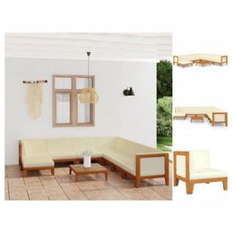 vidaXL Garten-Essgruppe 9-tlg Garten Lounge Set mit Kissen Massivholz Akazie Holz Sitzgruppe S