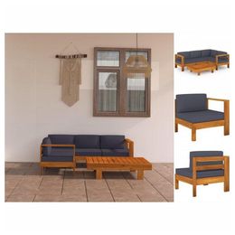 vidaXL Garten-Essgruppe 5-tlg Garten Lounge Set mit Dunkelgrauen Auflagen Akazienholz Holz Sit