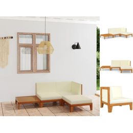 vidaXL Garten-Essgruppe 4-tlg Garten Lounge Set mit Kissen Massivholz Akazie Holz Sitzgruppe S