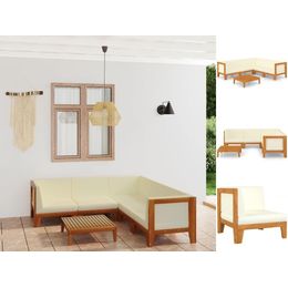 vidaXL Garten-Essgruppe 6-tlg Garten Lounge Set mit Kissen Akazie Massivholz Holz Sitzgruppe S