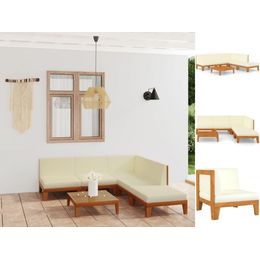 vidaXL Garten-Essgruppe 6-tlg Garten Lounge Set mit Kissen Massivholz Akazie Holz Sitzgruppe S