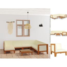 vidaXL Garten-Essgruppe 8-tlg Garten Lounge Set mit Kissen Massivholz Akazie Holz Sitzgruppe S