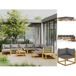 vidaXL Garten-Essgruppe 12-tlg Garten Lounge Set mit Auflagen Massivholz Akazie Holz Sitzgrupp