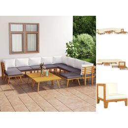 vidaXL Garten-Essgruppe 12-tlg Garten Lounge Set mit Kissen Massivholz Akazie Holz Sitzgruppe