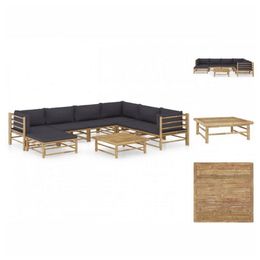 vidaXL Garten-Essgruppe 8-tlg Garten Lounge Set mit Dunkelgrauen Kissen Bambus Sitzgruppe Set
