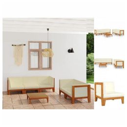 vidaXL Garten-Essgruppe 6-tlg Garten Lounge Set mit Kissen Akazie Massivholz Holz Sitzgruppe S