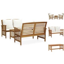 vidaXL Garten-Essgruppe 3-tlg Garten Lounge Set mit Auflagen Massivholz Akazie Holz Sitzgruppe
