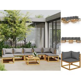 vidaXL Garten-Essgruppe 8-tlg Garten Lounge Set mit Auflagen Massivholz Akazie Holz Sitzgruppe