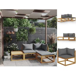 vidaXL Garten-Essgruppe 4-tlg Garten Lounge Set mit Auflage Massivholz Akazie Holz Sitzgruppe