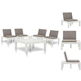 vidaXL Garten-Essgruppe 5-tlg Garten Lounge Set Kunststoff Weiß Sitzgruppe Set Loungemöbel