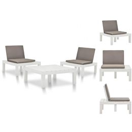 vidaXL Garten-Essgruppe 3-tlg Garten Lounge Set Kunststoff Weiß Sitzgruppe Set Loungemöbel