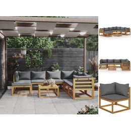 vidaXL Garten-Essgruppe 8-tlg Garten Lounge Set mit Auflagen Massivholz Akazie Holz Sitzgruppe