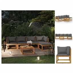 vidaXL Garten-Essgruppe 6-tlg Garten Lounge Set mit Auflage Massivholz Akazie Holz Sitzgruppe