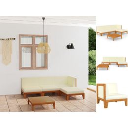 vidaXL Garten-Essgruppe 5-tlg Garten Lounge Set mit Kissen Massivholz Akazie Holz Sitzgruppe S