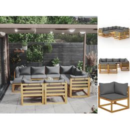 vidaXL Garten-Essgruppe 10-tlg Garten Lounge Set mit Auflagen Massivholz Akazie Holz Sitzgrupp