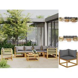 vidaXL Garten-Essgruppe 7-tlg Garten Lounge Set mit Auflagen Massivholz Akazie Holz Sitzgruppe