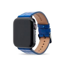 GOLDBLACK Smartwatch-Armband Apple Watch Armband Croco blau (Adapter schwarz)