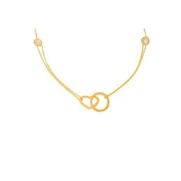 Stella-Jewellery Collier 585 Gold Collierkette Kreis Herz Anhänger Zirkonia (inkl. Etui)