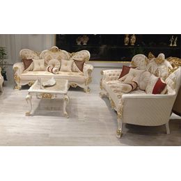 JVmoebel Wohnzimmer-Set, Dreisitzer Sofagarnitur 3+3 Sitz Couch Sofa Sitz Stoff Polster 2tlg