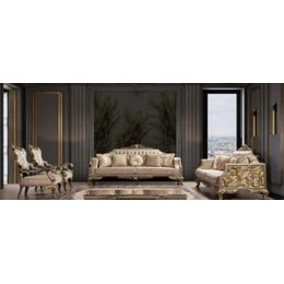 JVmoebel Wohnzimmer-Set, Sofagarnitur 3+3+1+1 Sitzer Couchtisch Sofa Sessel Stoff 225 cm Set
