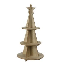 Spetebo Weihnachtspyramide XXL Holz Weihnachtsbaum Pyramide 60cm mit 3 Etagen