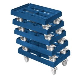 Logiplast Transportroller Typ B-F für Kisten 600x400 mm mit 2 Bremsen Blau