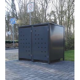 SRM Design Mülltonnenbox 2 Mülltonnenboxen Modell No.3 Anthrazit komplett RAL7016 für 120 Liter