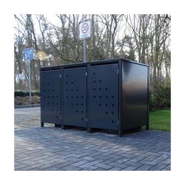 SRM Design Mülltonnenbox 3 Mülltonnenboxen Modell No.3 Anthrazit komplett RAL7016 für 120 Liter