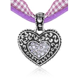 LUISIA® Herzkette LUISIA® Kinder Trachten Halskette kariert mit Herz Anhänger