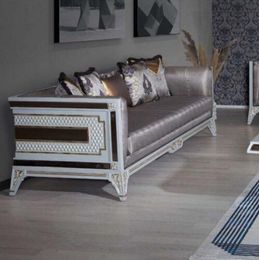 JVmoebel 3-Sitzer Designer Moderne Sofa 3 Sitzer Holz Möbel Polster Textil Grau