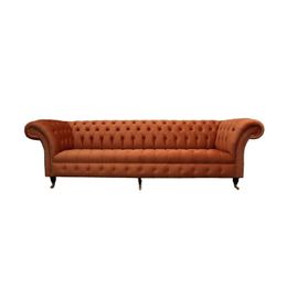 JVmoebel 4-Sitzer Britische Chesterfield Polster Luxus Sofa 4 Sitzer 100% Leder Sofort