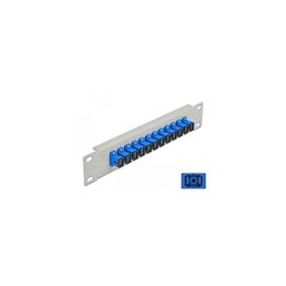 Delock 10″ LWL Patchpanel 12 Port SC Simplex blau 1 HE grau Netzwerk-Patch-Panel