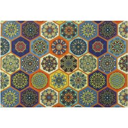 matches21 HOME & HOBBY Platzset, Tischset Textil CLOTH Fliesen Mosaik Blumenmuster 45x30 cm