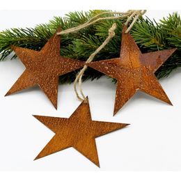 LB H&F Lilienburg Weihnachtsbaumkugel 3er SET Anhänger Weihnachtsbaum Stern Sterne Deko Weihnachten Rost