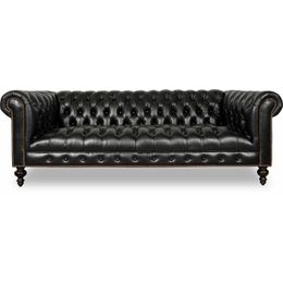 JVmoebel 3-Sitzer Hochwertige Kunsteder Sofa Chesterfield Couch England schwarz