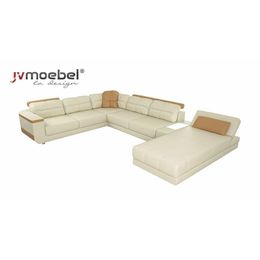 JVmoebel Ecksofa, Designer Leder Stoff Sitz Modernes Ecksofa U Form Wohnzimmer