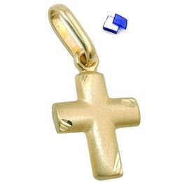 unbespielt Kreuzanhänger Anhänger Kreuz matt-diamantiert 375 Gold 12 x 10 mm kl. Schmuckbox