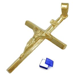 unbespielt Kreuzanhänger Anhänger Kreuz mit Jesus 375 Gold 30 x 18 mm inkl. Schmuckbox