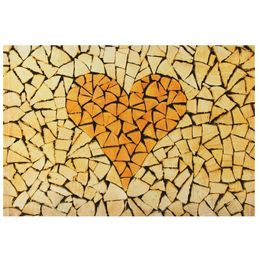 matches21 HOME & HOBBY Platzset, Tischset Textil CLOTH Herz Holz Holzscheite braun 45x30 cm